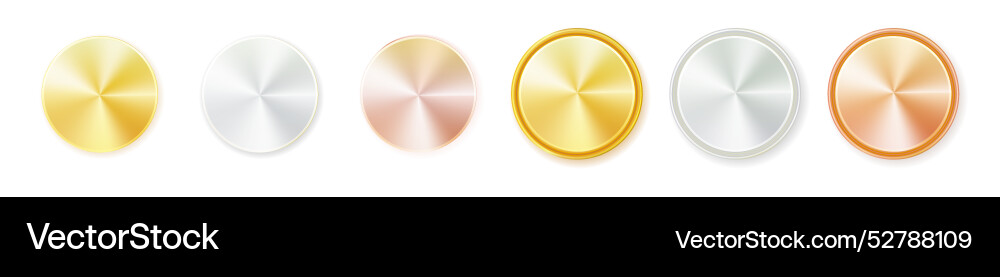 Medals logo round awards in gold silver Royalty Free Vector