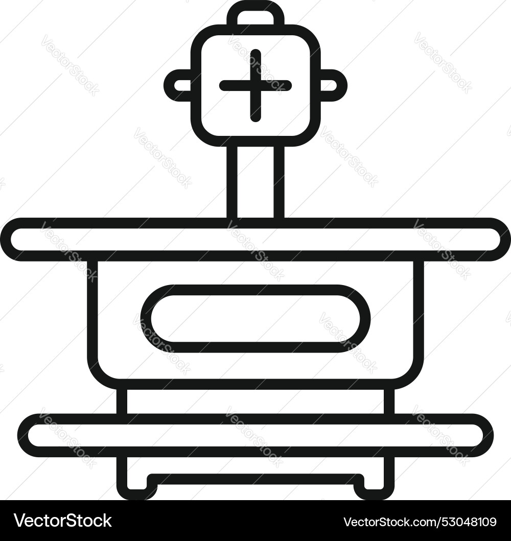 Medical operating table showing plus sign Vector Image