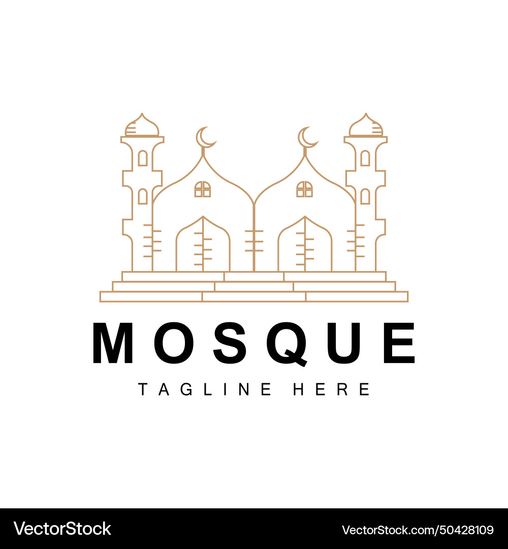 Mosque logo islamic worship design eid al fitr Vector Image