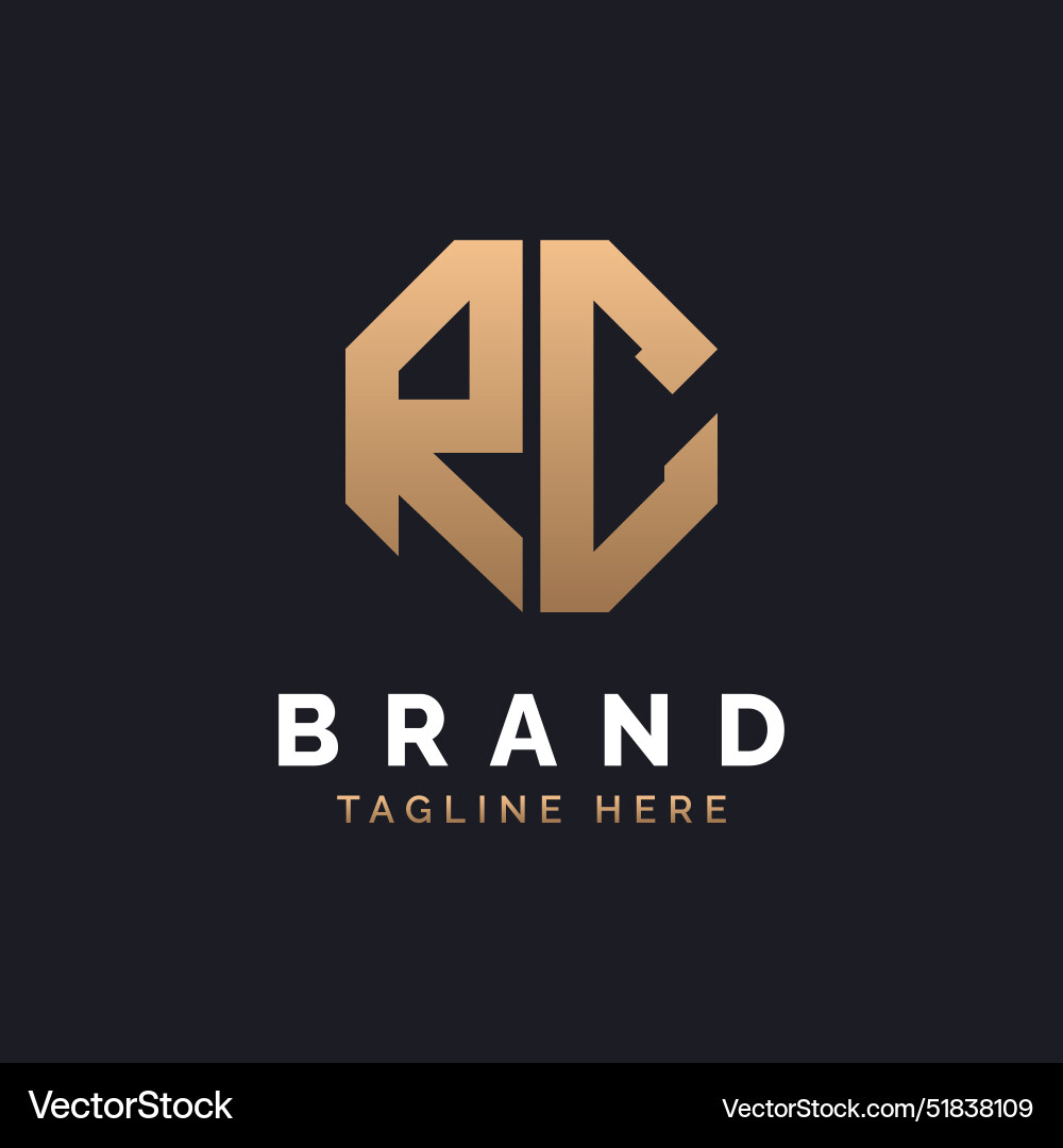 Rc logo design modern minimal elegant and luxury Vector Image