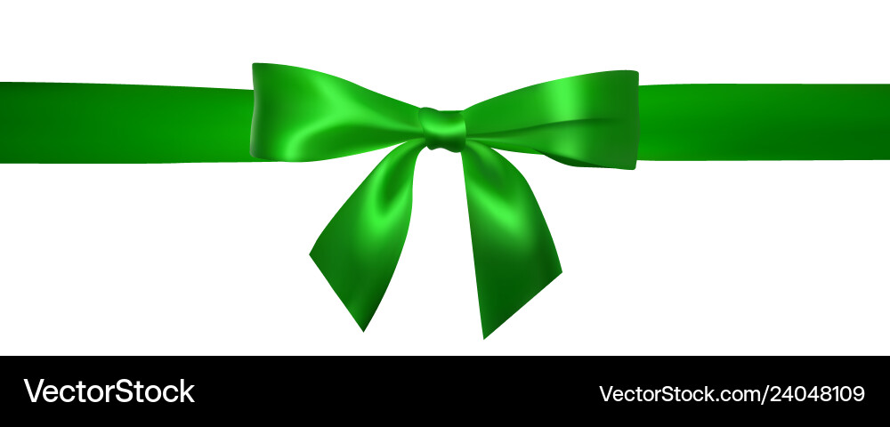 Realistic green bow with horizontal ribbons Vector Image