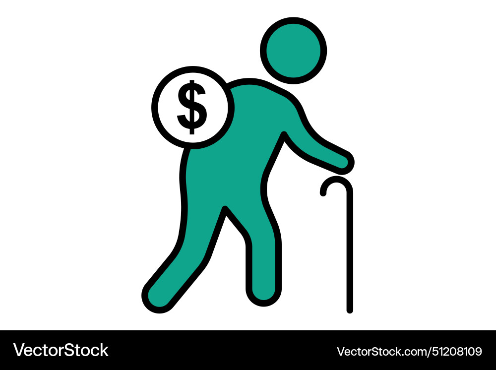 Retirement icon elderly using walking stick Vector Image