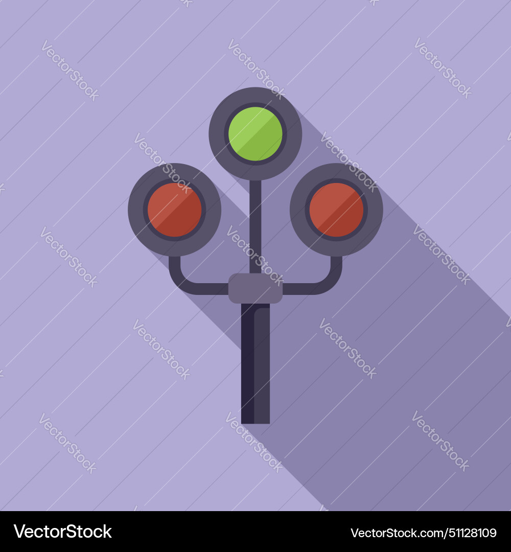 Triple railway lights icon flat crossing Vector Image