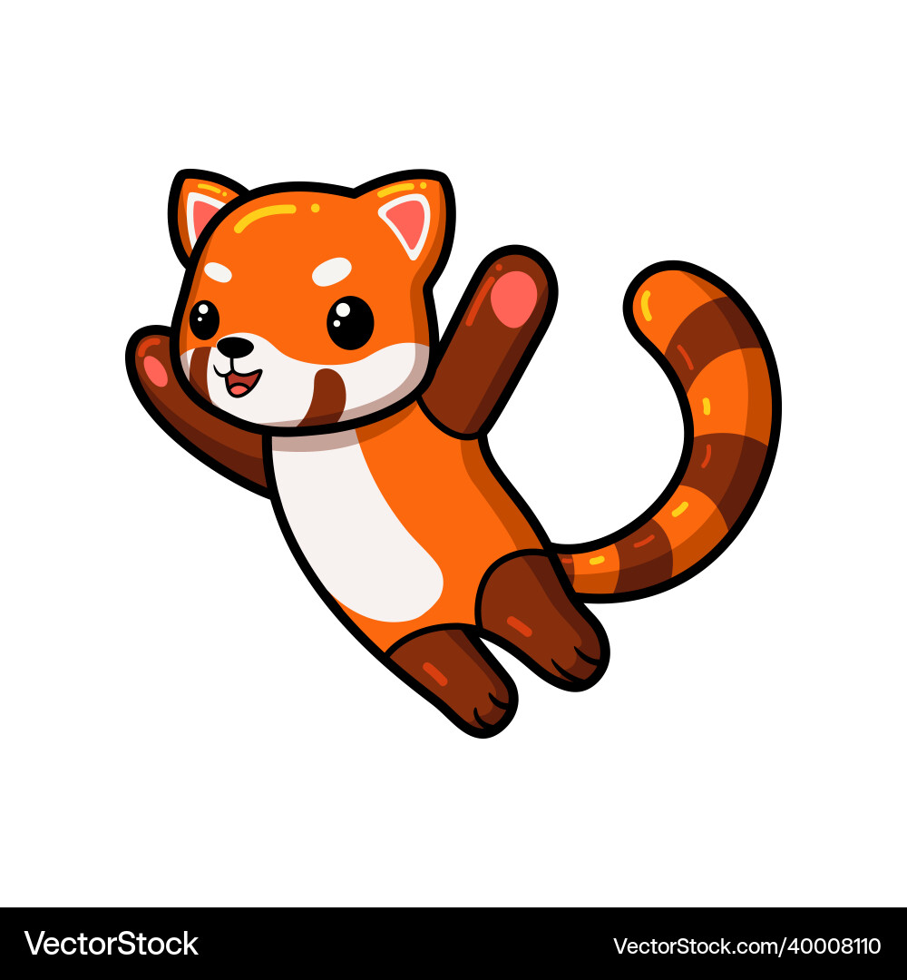Cute little red panda cartoon jumping Royalty Free Vector