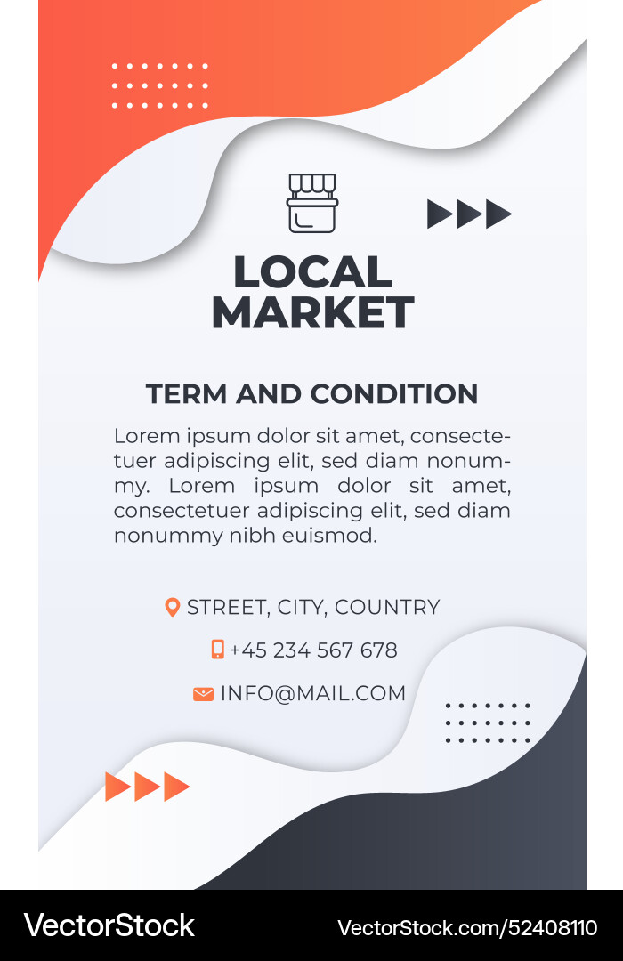 Gradient fluid local market id card template Vector Image