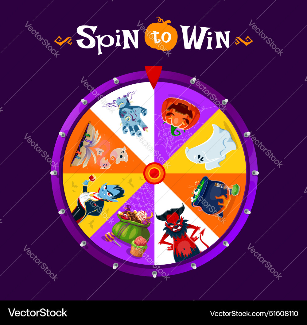 Halloween holiday spin roulette fortune wheel Vector Image