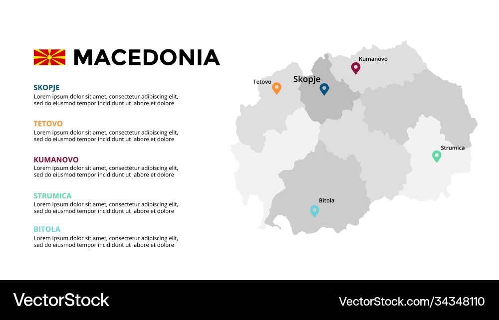 Macedonia map infographic template slide Vector Image
