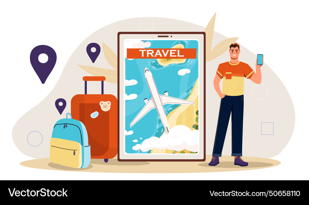 Man with travel concept Royalty Free Vector Image