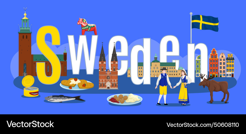 Sweden touristic concept Royalty Free Vector Image