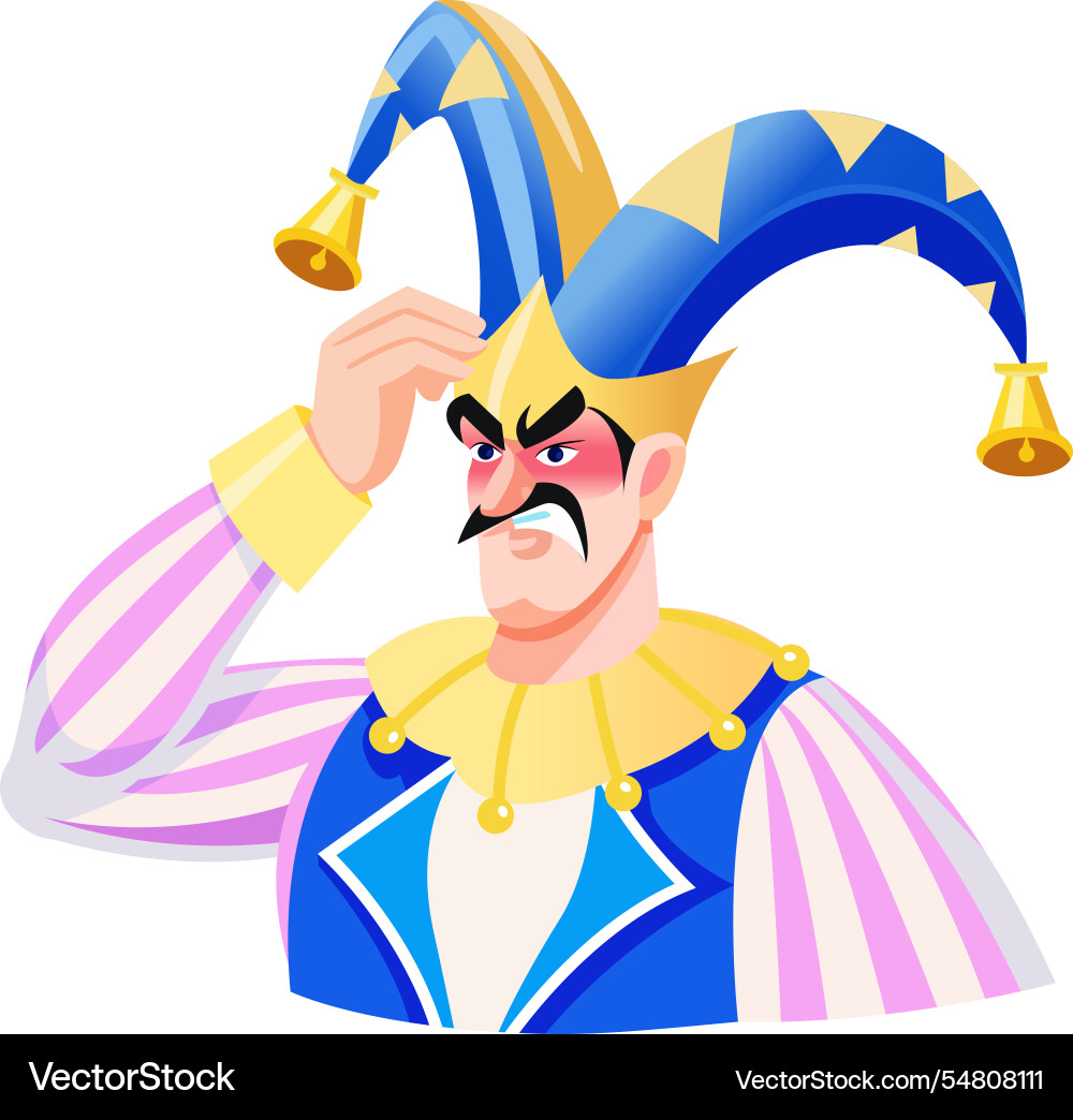 A flat of angry jester character Royalty Free Vector Image