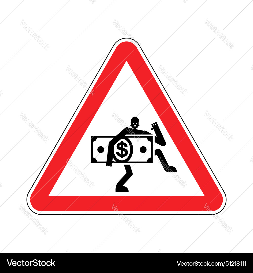 Attention thief warning red road sign caution Vector Image