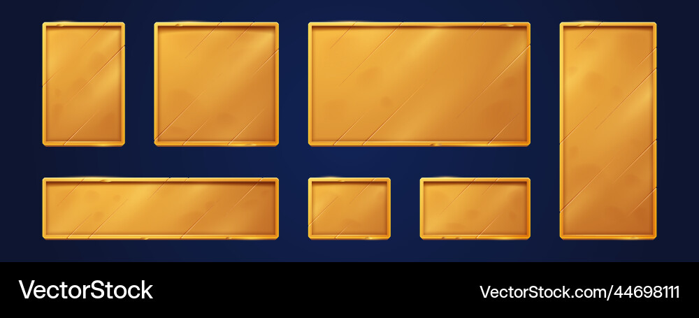 Gold game signs name plates empty golden plaques Vector Image