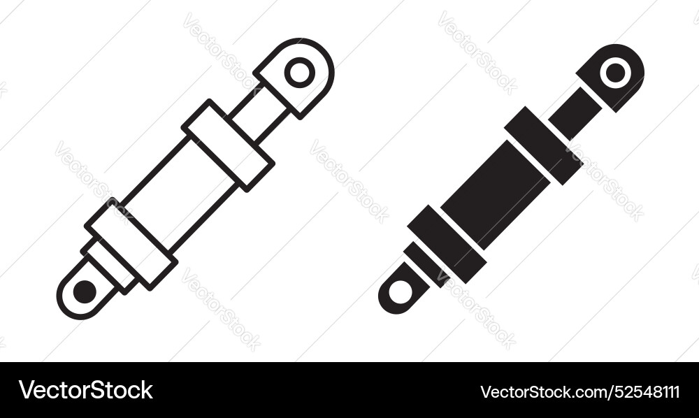 Hydraulic cylinder thin line icon set Royalty Free Vector