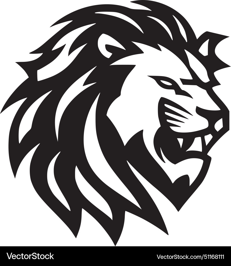 Lion - black and white Royalty Free Vector Image