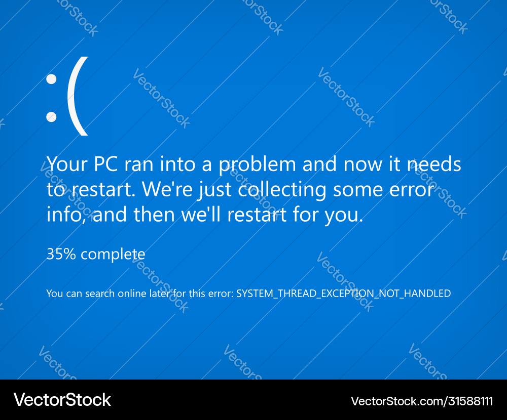 Moderner blauer Bildschirm Death Bsod System Crash