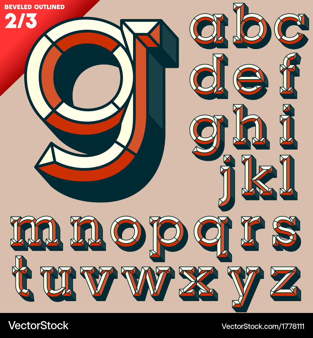 Old school beveled alphabet Royalty Free Vector Image