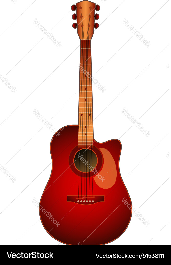 Red acoustic guitar isolated on white Royalty Free Vector