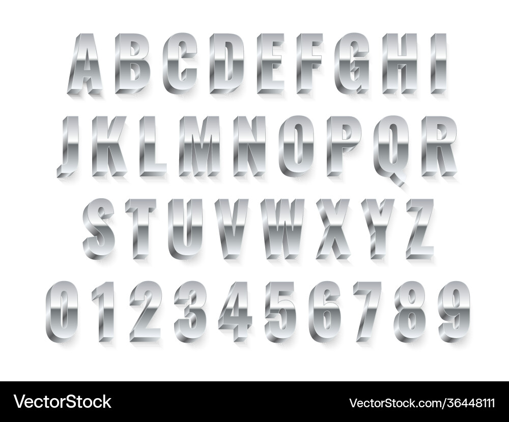 Silver 3D Metal Font - Capital Letters Royalty Free Vector