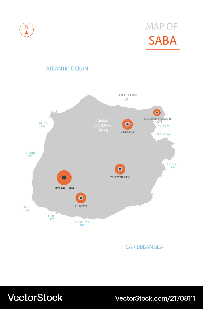 Stylized saba map showing big cities capital Vector Image