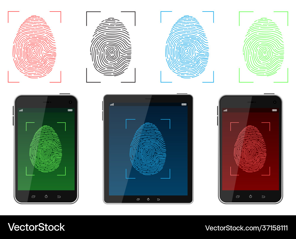 Unlock fingerprint scanning design isolated Vector Image