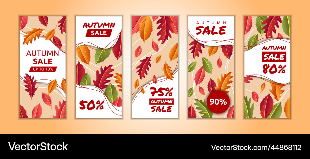 Autumn sale flyer fall leaf elements Royalty Free Vector
