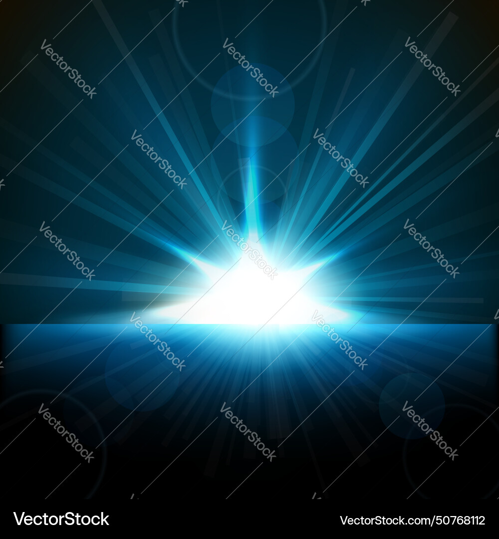 Blue rays rising from horizon Royalty Free Vector Image