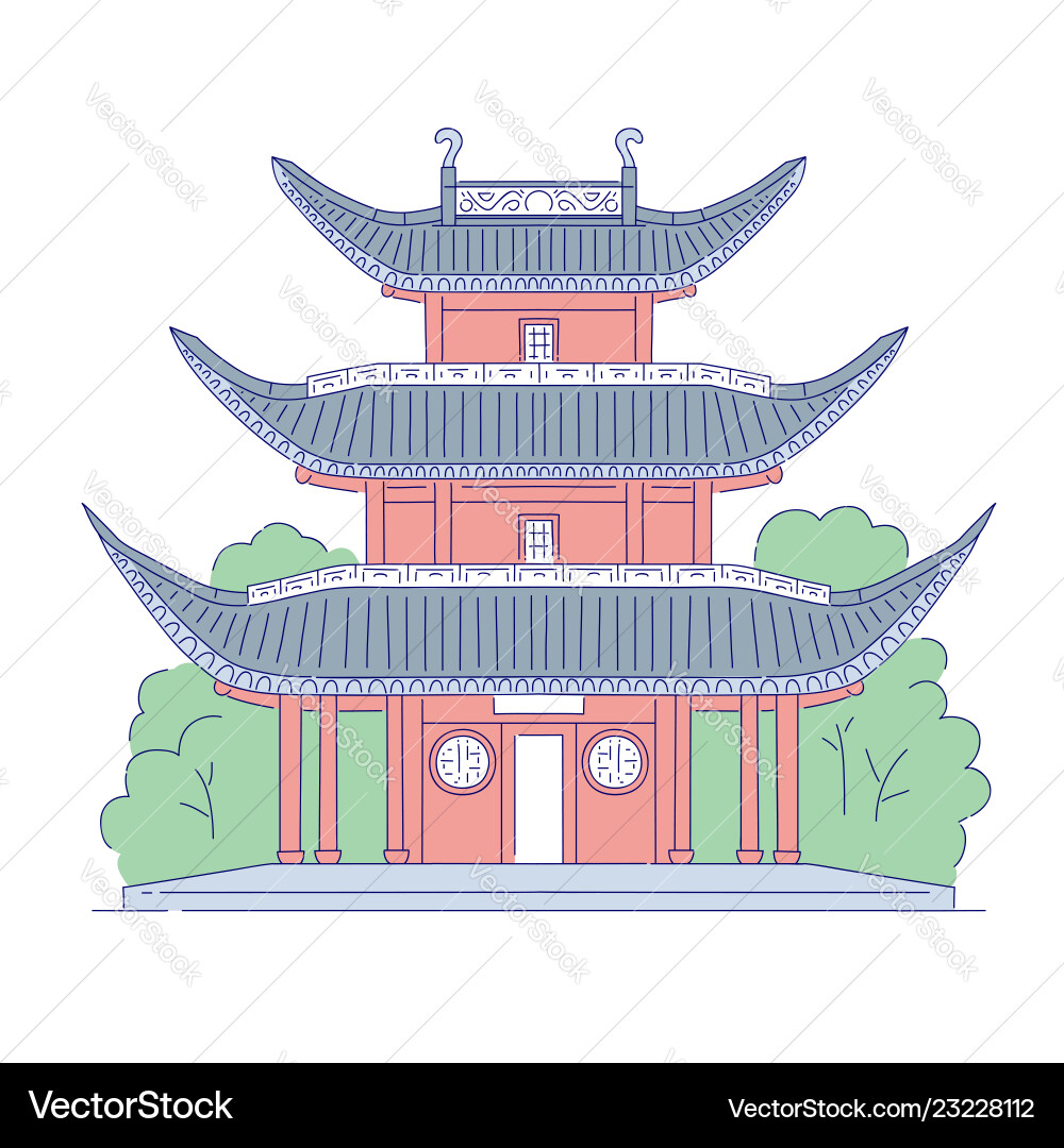 Chinese building architectural landmark Royalty Free Vector