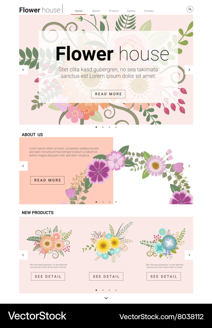 Floral website template banner and infographic 2 Vector Image