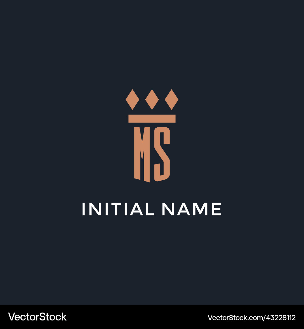 Ms logo initial with pillar icon design luxury Vector Image