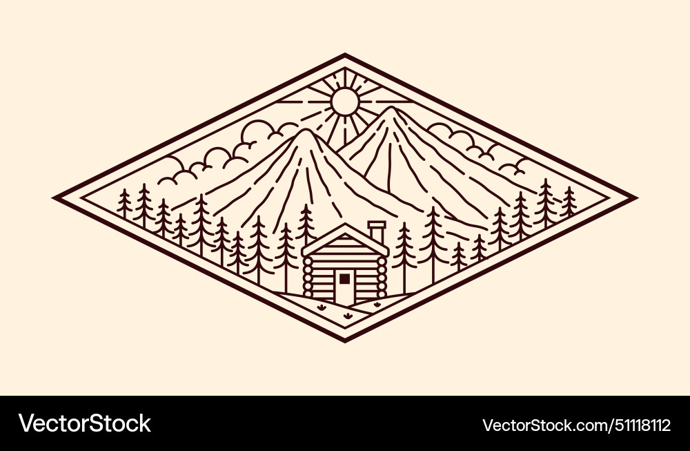 Nature landscape line art template Royalty Free Vector Image