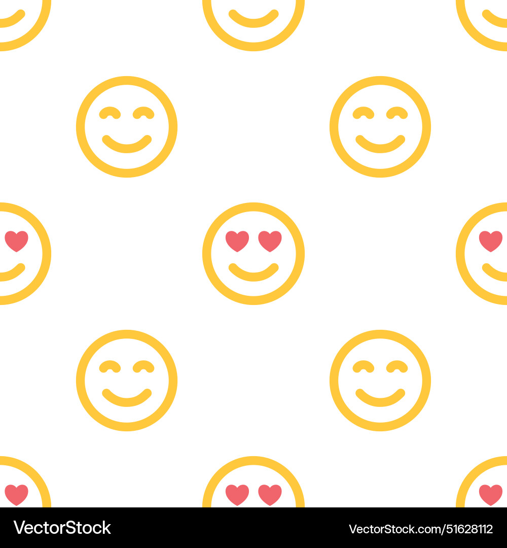 Seamless pattern with emoji smiles in love Vector Image