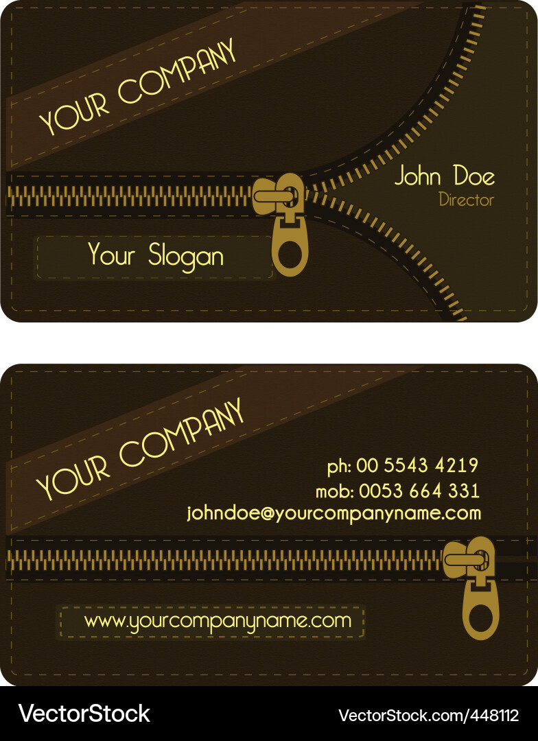 Zipper business card Royalty Free Vector Image