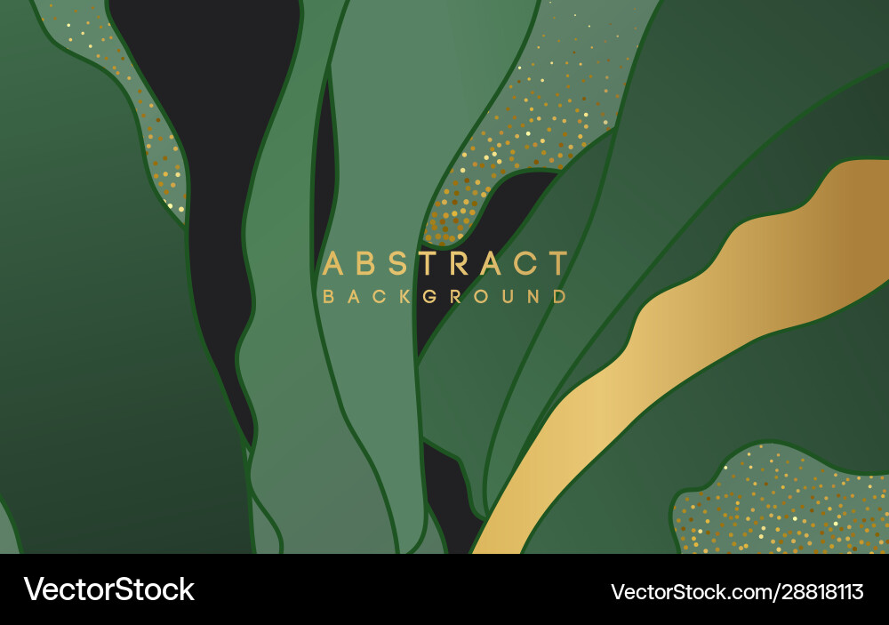 Abstract background with green shape and gold Vector Image
