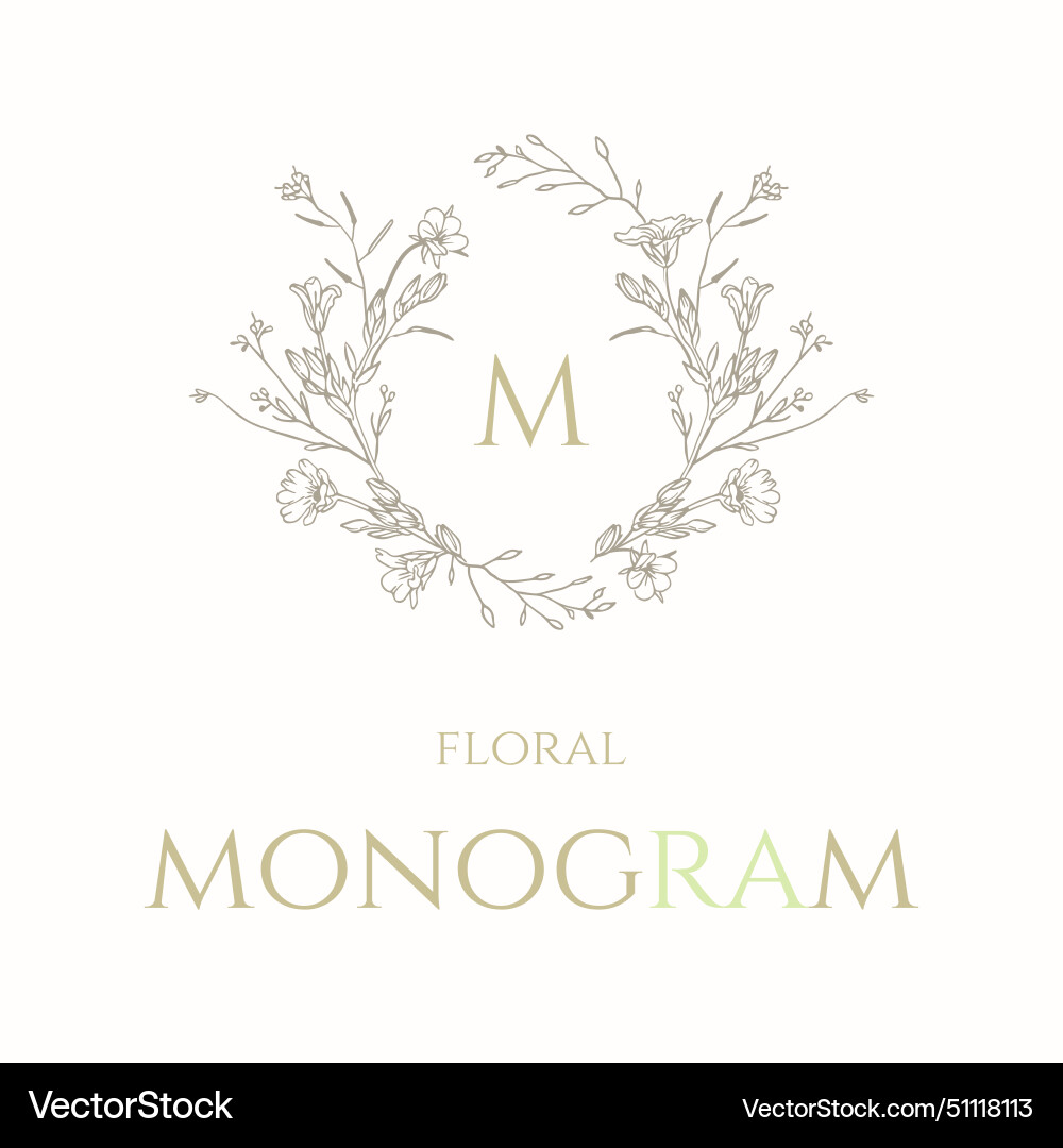 Floral Wreath Monogram Frame Royalty Free Vector Image