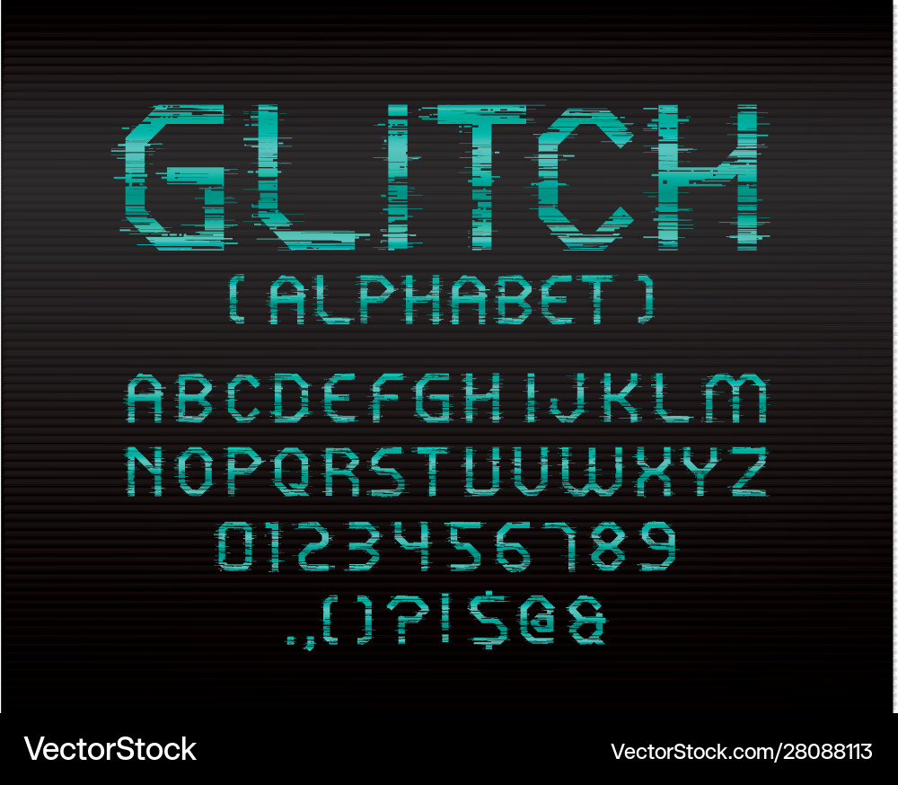 Glitch font Royalty Free Vector Image - VectorStock