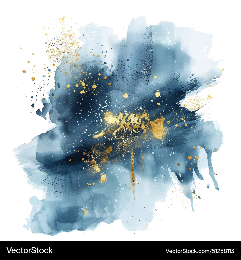 Hand drawn blue liquid flowing watercolor splash Vector Image