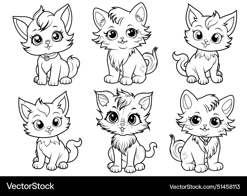 Kitten coloring book design outline Royalty Free Vector