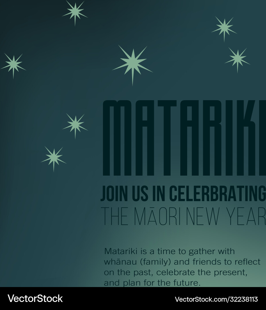 Nz matariki maori new year poster Royalty Free Vector Image
