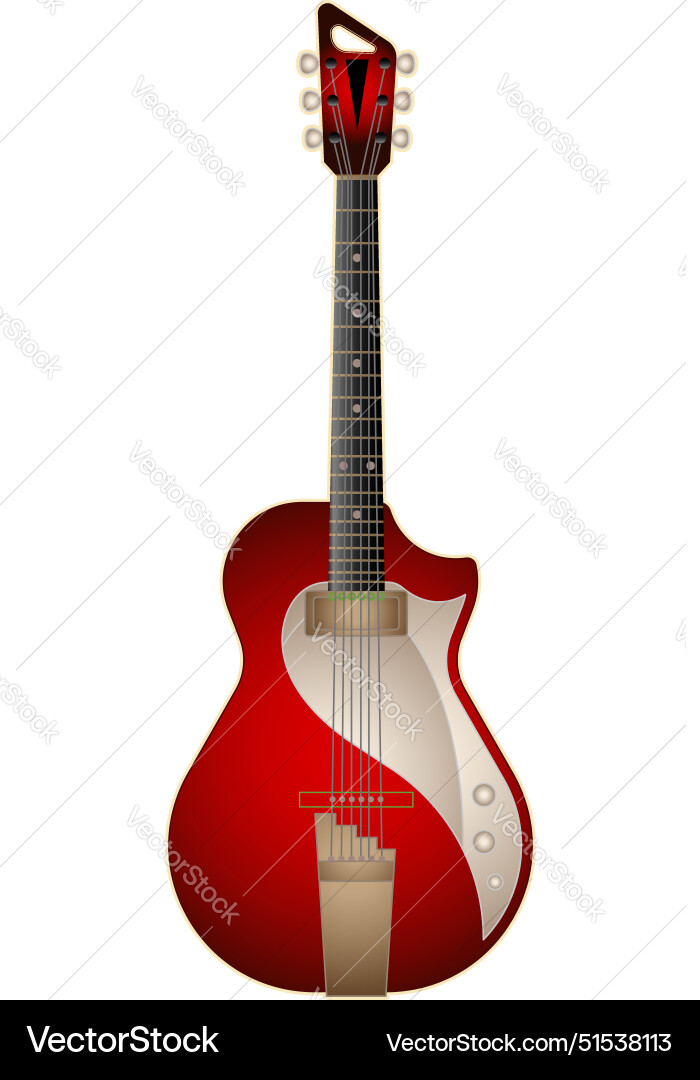 Red electric guitar on white background Royalty Free Vector