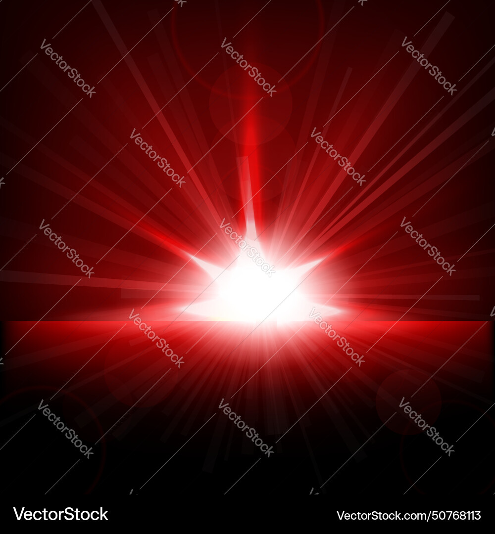 Red rays rising from horizon Royalty Free Vector Image