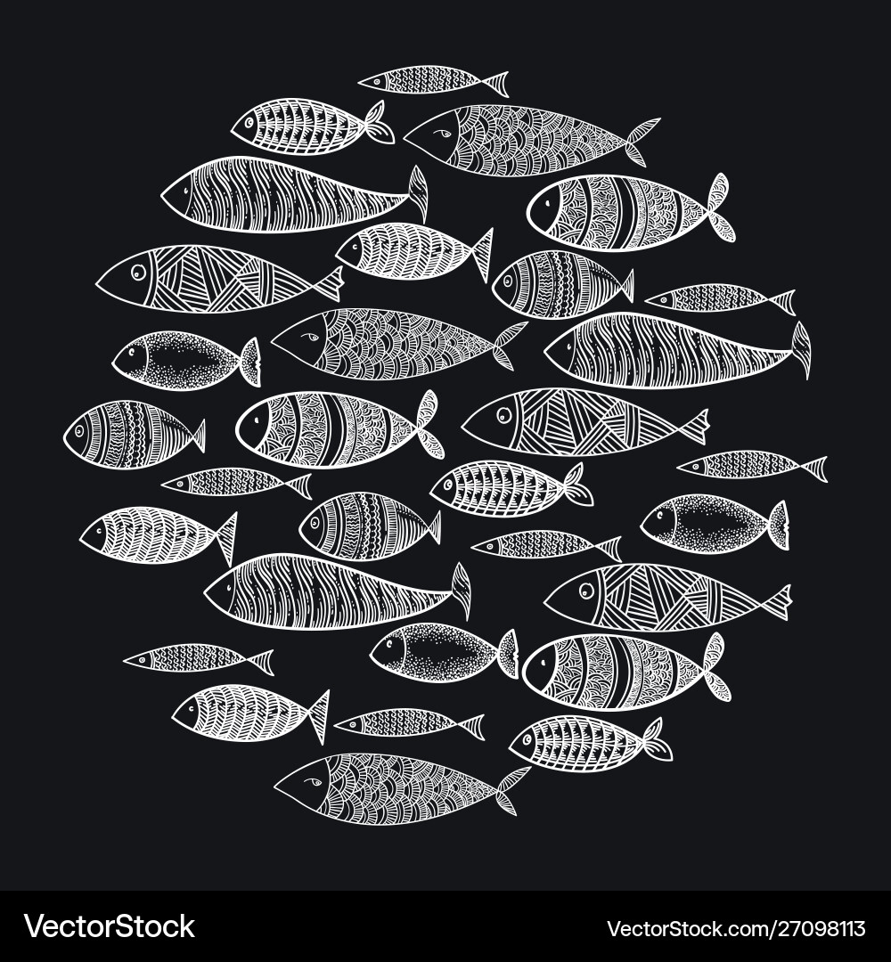 Stylized School of Fish Royalty Free Vector Image
