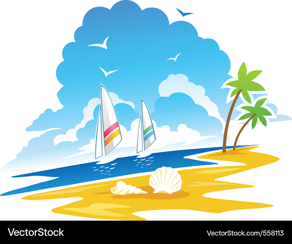 Tropical coastline Royalty Free Vector Image - VectorStock