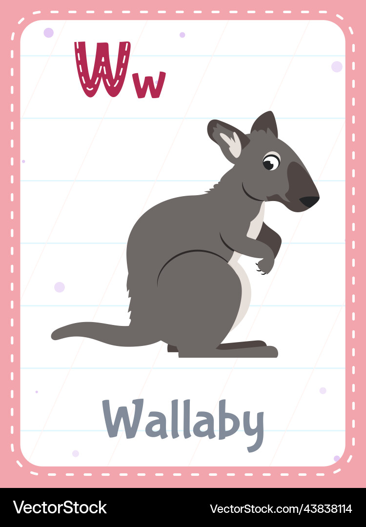 Alphabet printable flashcard with letter w Vector Image