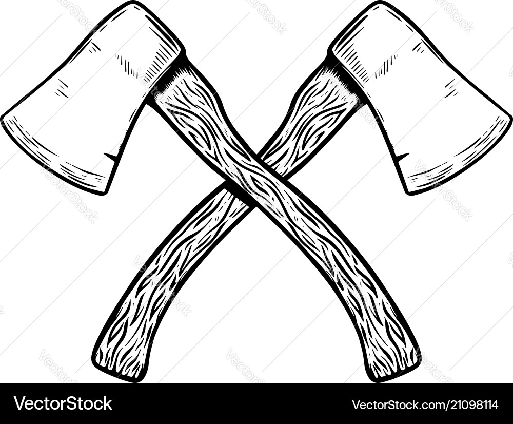 Crossed hatchets on white background design Vector Image