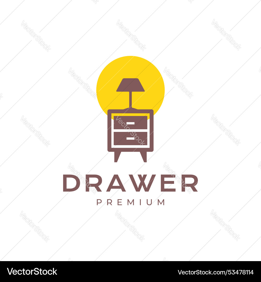 Drawer bedside table lamp interior decorative Vector Image
