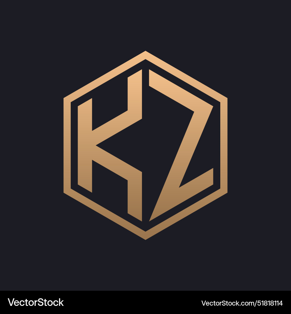 Elegant hexagon letter kz logo design initial Vector Image