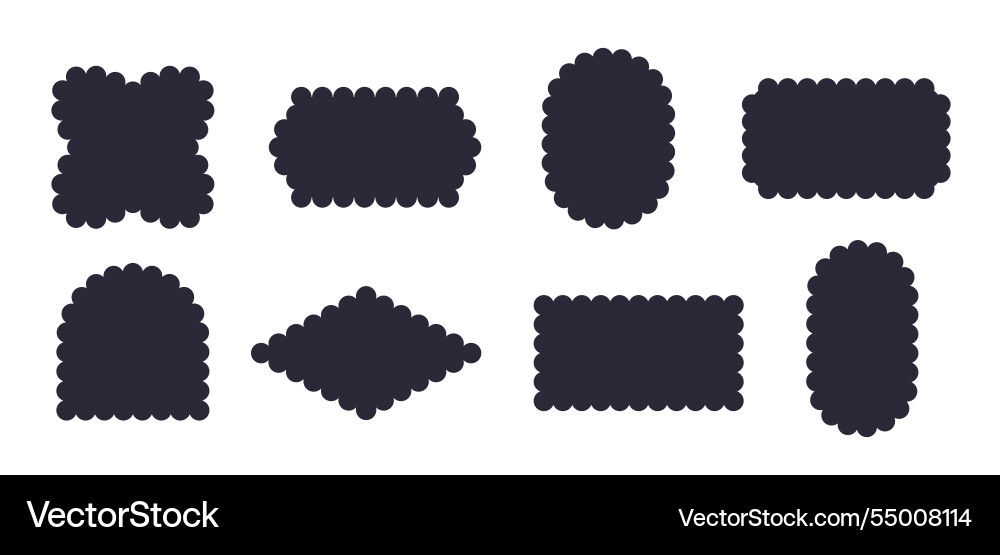 Frames scalloped corrugated shapes set Royalty Free Vector