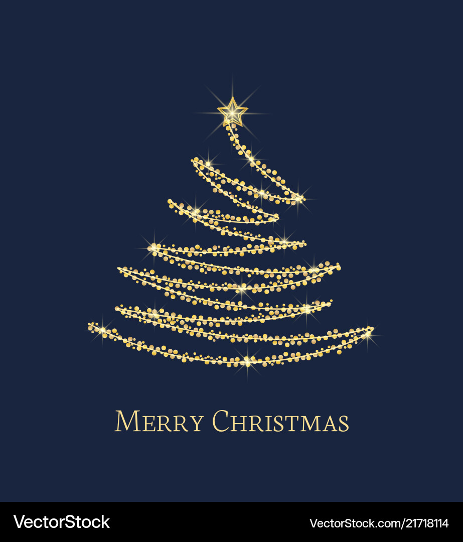 Golden christmas tree Royalty Free Vector Image