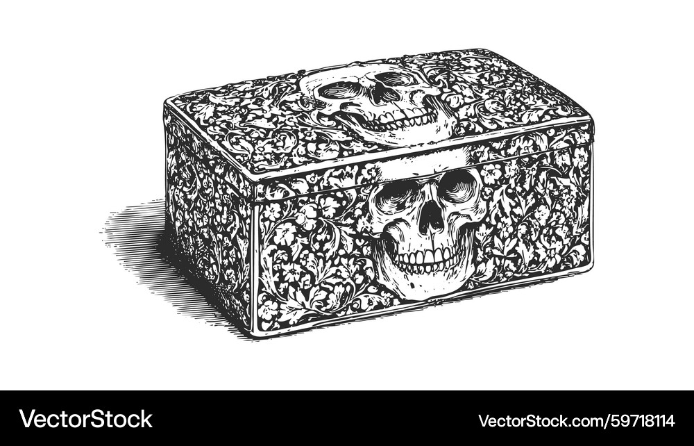 Ornate Skull Box - Engraved Relic – Royalty-Free Vector | VectorStock