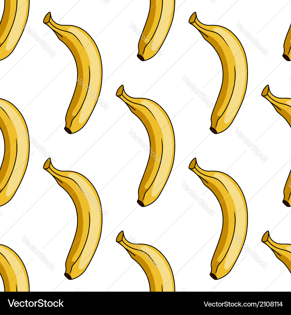 Seamless pattern of yellow banana Royalty Free Vector Image
